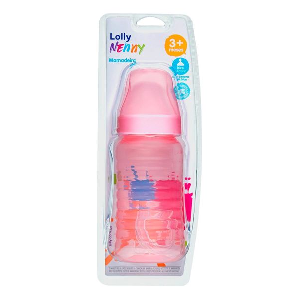 MAMADEIRA LOLLY BIG CLEAN SILICONE ORTODÔNTICA 340ML ROSA - lavagnoli