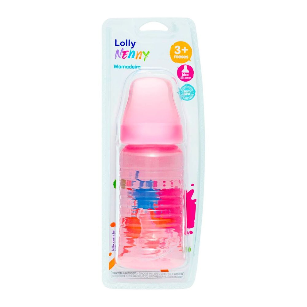 MAMADEIRA LOLLY BIG CLEAN SILICONE REDONDO 340ML ROSA - lavagnoli