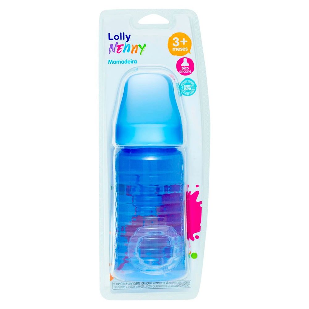 MAMADEIRA LOLLY BIG CLEAN SILICONE REDONDO 340ML AZUL - lavagnoli