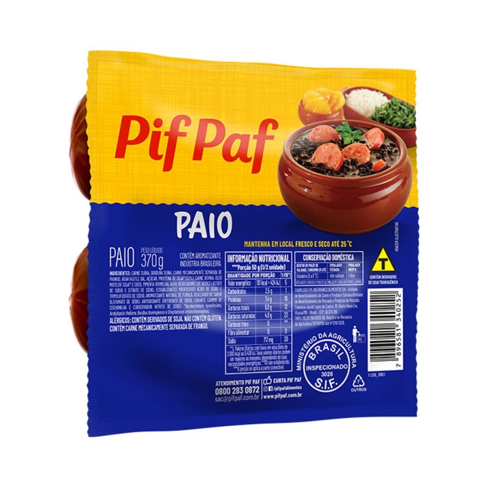 LINGUIÇA PAIO PIF PAF 370G - lavagnoli