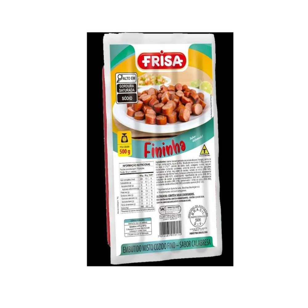 LINGUIÇA MISTA FINA FRISA 500G DEFUMADA - lavagnoli