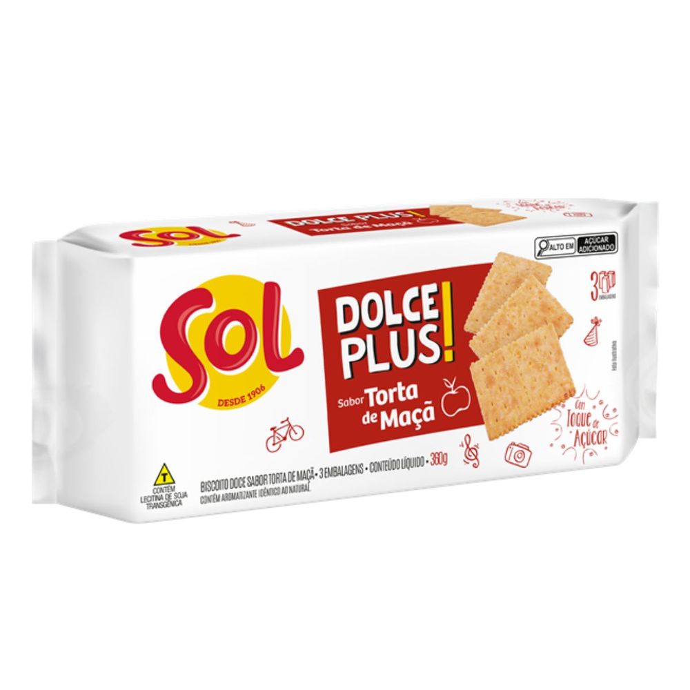 BISCOITO SOL DOLCE PLUS 360G TORTA DE MAÇÃ - lavagnoli