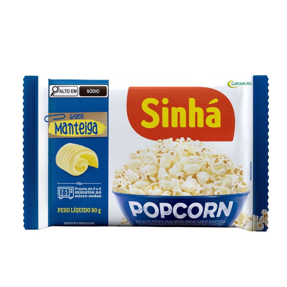 PIPOCA MICROONDAS SINHÁ 90G MANTEIGA - lavagnoli