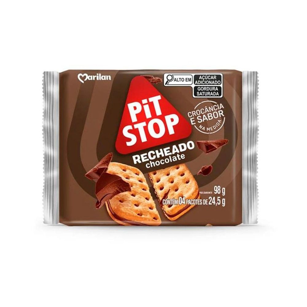 BISCOITO RECHEADO PIT STOP 98G CHOCOLATE - lavagnoli