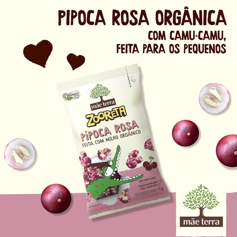 Pipoca Rosa Mãe Terra Integral e Orgânica com Camu 35gr - lavagnoli