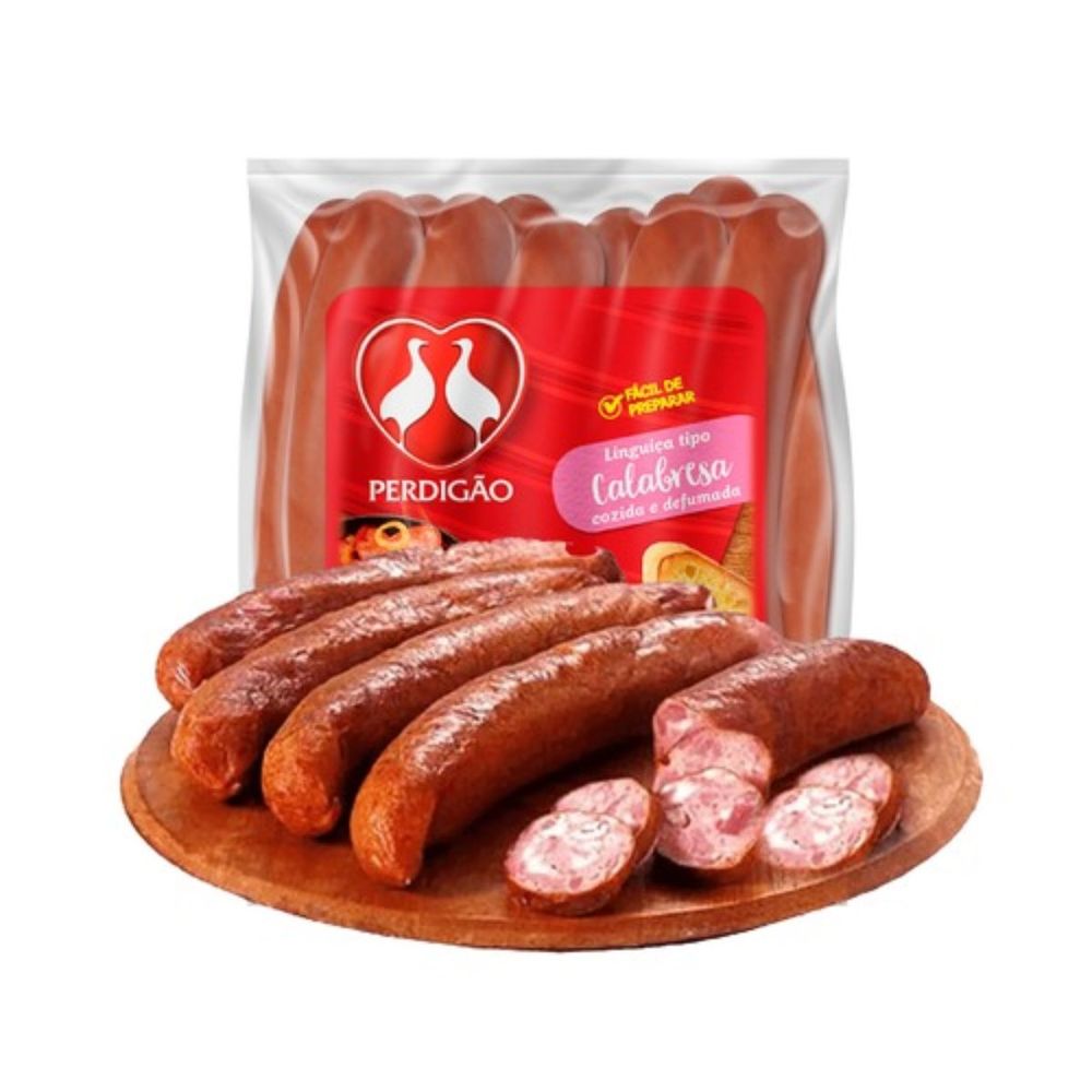 LINGUIÇA TIPO CALABRESA PERDIGÃO DEFUMADA PORÇÃO 500G - lavagnoli