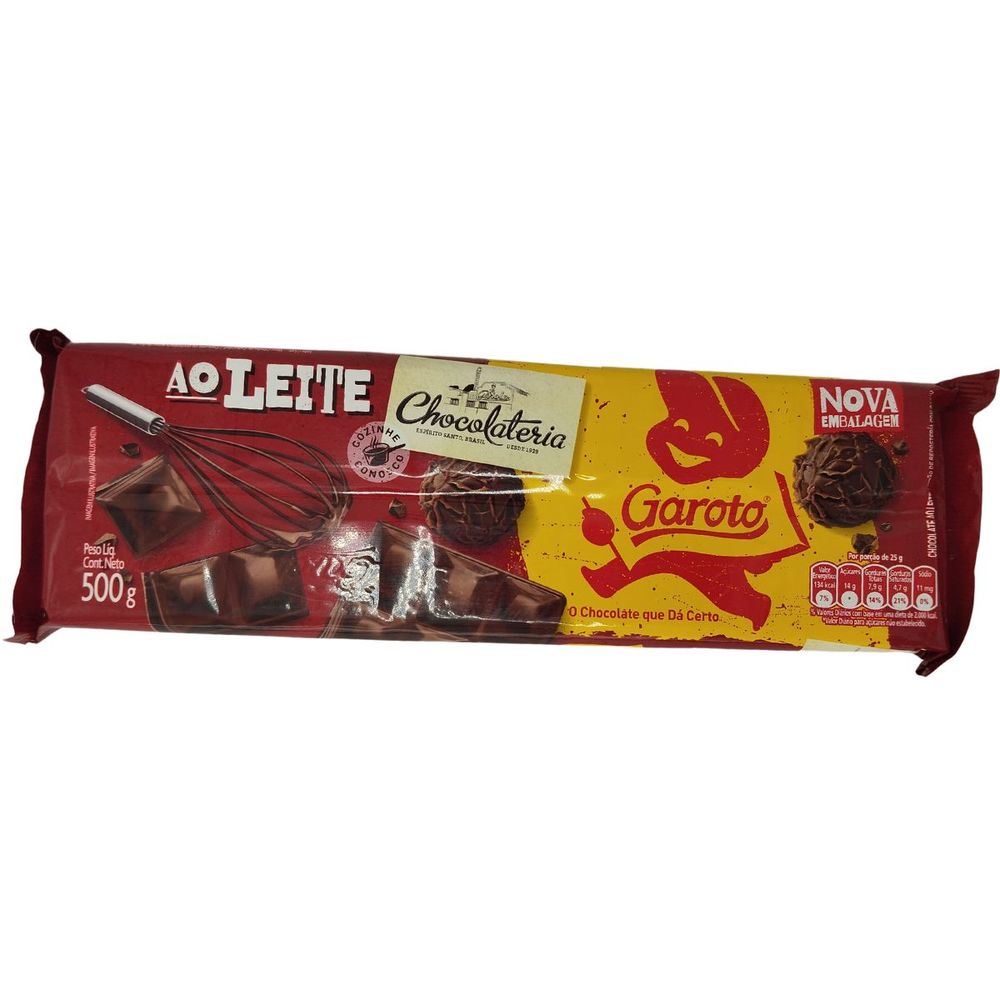 TABLETE GAROTO COBERT 500G AO LEITE - lavagnoli