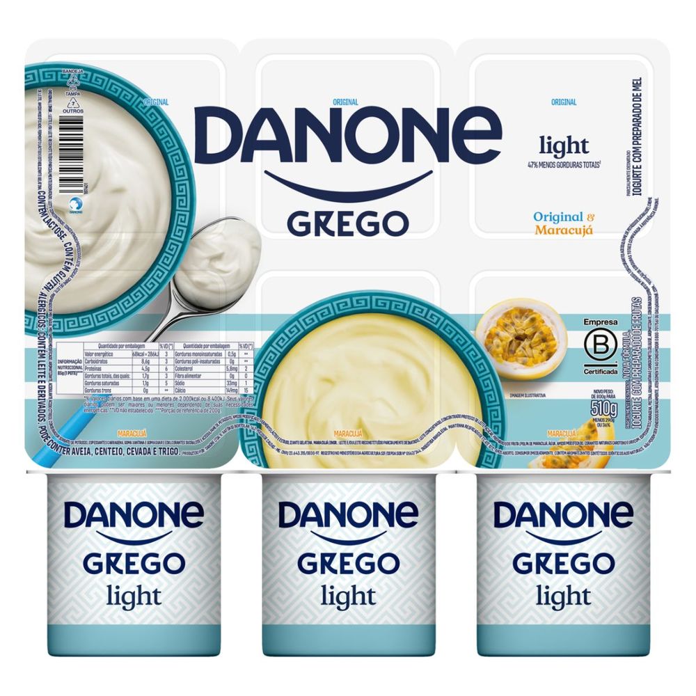 IOGURTE DANONE GREGO LIGHT 510G ORIGINAL/MARACUJÁ - lavagnoli