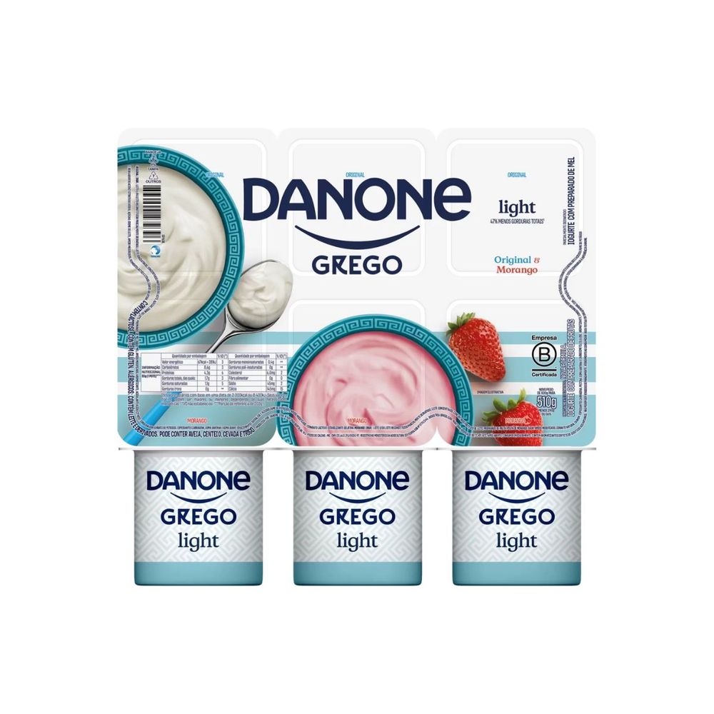 IOGURTE DANONE GREGO LIGHT 510G ORIGINAL/MORANGO - lavagnoli