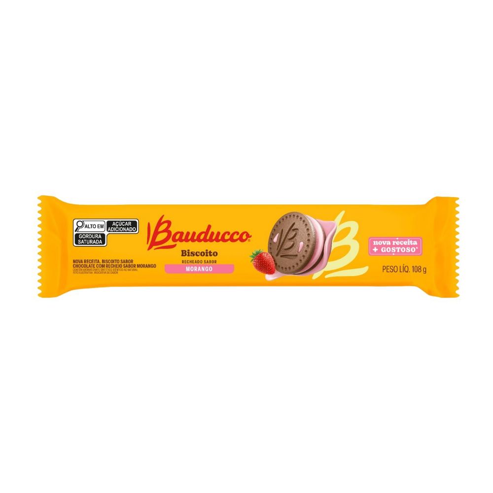 BISCOITO RECHEADO BAUDUCCO 108G MORANGO - lavagnoli
