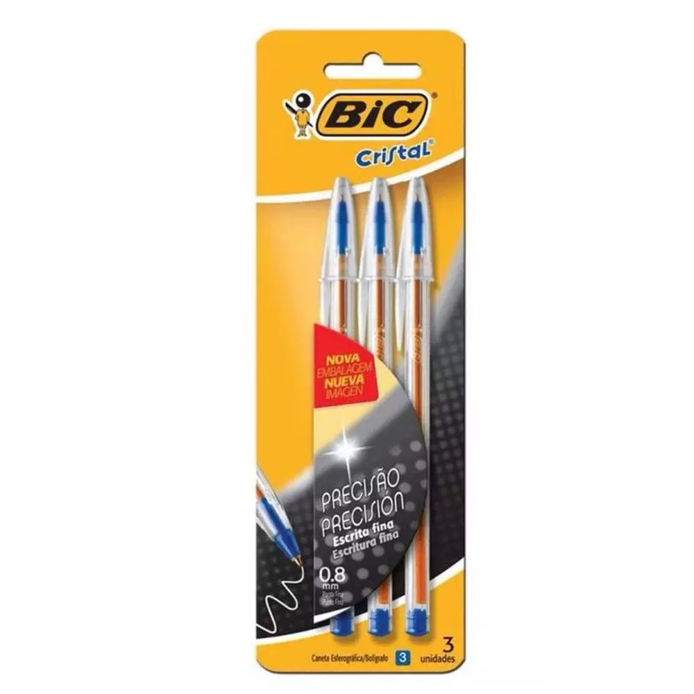CANETA BIC CRISTAL FINA 3UN AZUL/AZUL/AZUL - lavagnoli