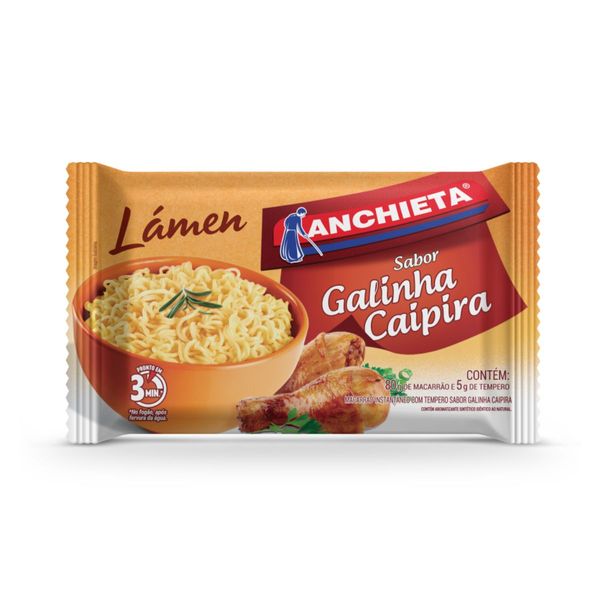 MACARRÃO INSTANTÂNEO ANCHIETA 85G GALINHA CAIPIRA - lavagnoli
