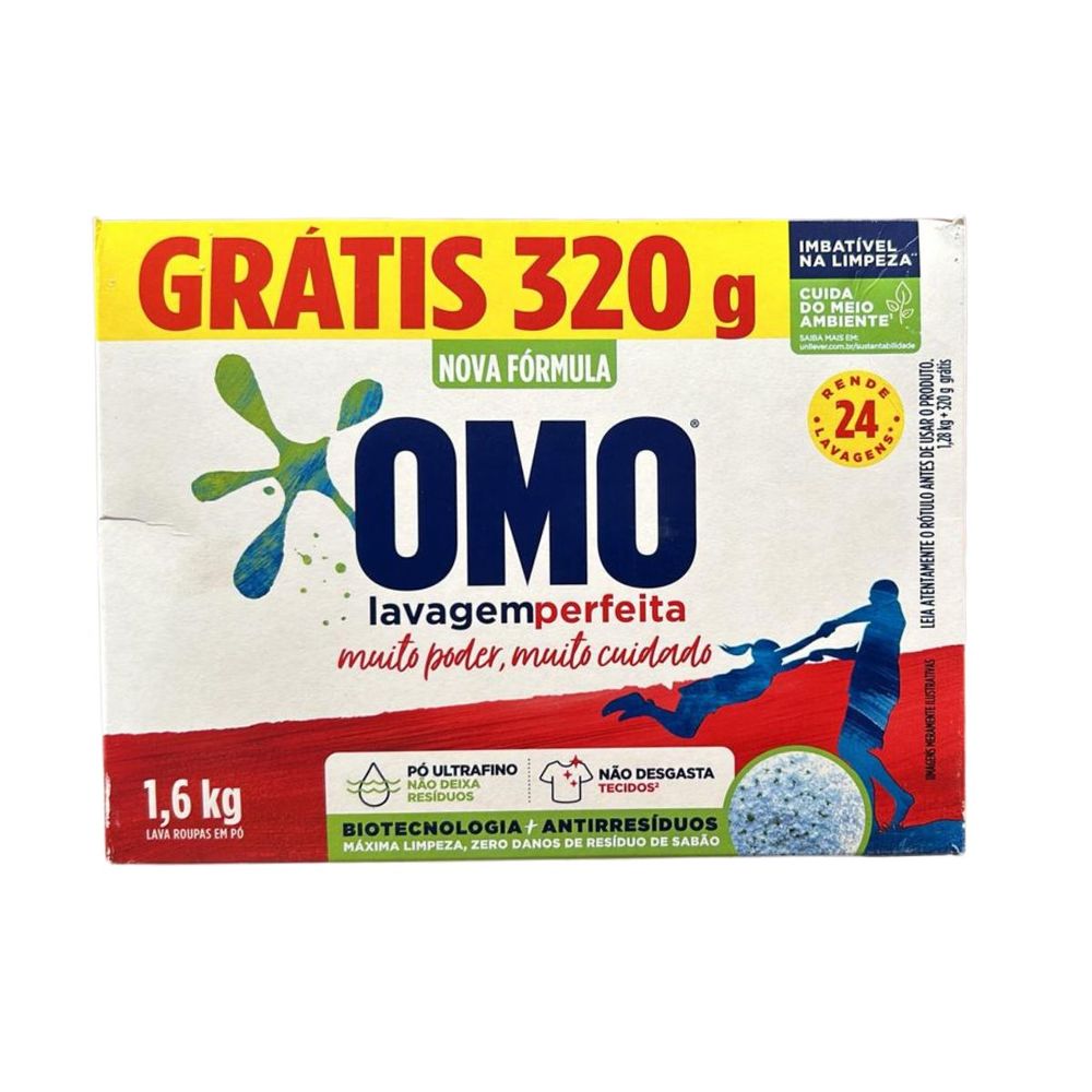 SABÃO PÓ OMO LEVE 1.6KG PAGUE 1.28KG LAVAGEM PERFEITA - lavagnoli