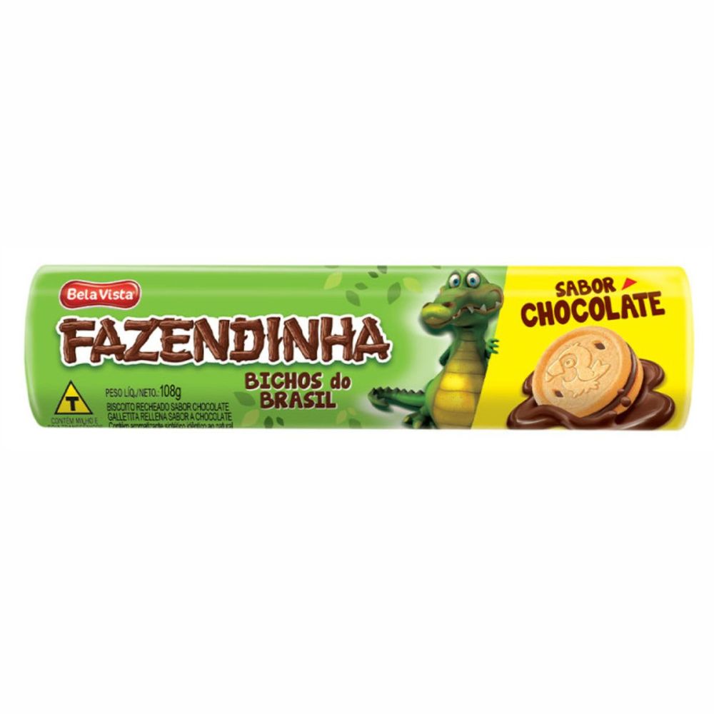 BISCOITO RECHEADO FAZENDINHA 108G CHOCOLATE - lavagnoli